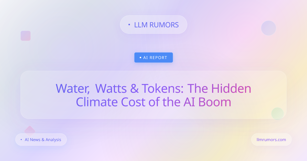 Water, Watts & Tokens: The Hidden Climate Cost of the AI Boom | LLM Rumors